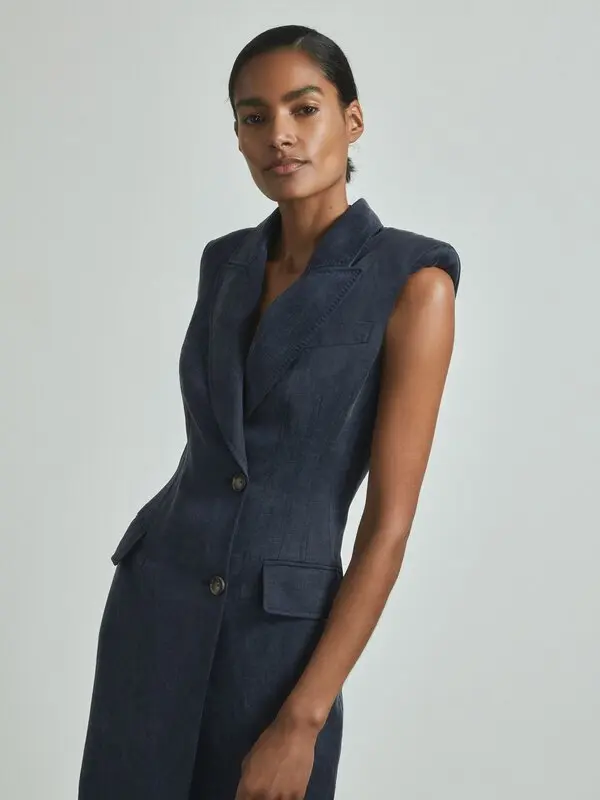 ATELIER Guliana Cupro Tux Midi Dress