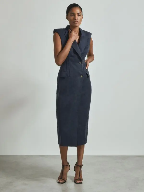 ATELIER Guliana Cupro Tux Midi Dress