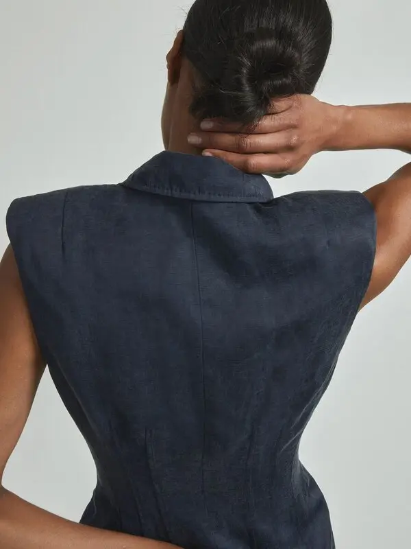 ATELIER Guliana Cupro Tux Midi Dress