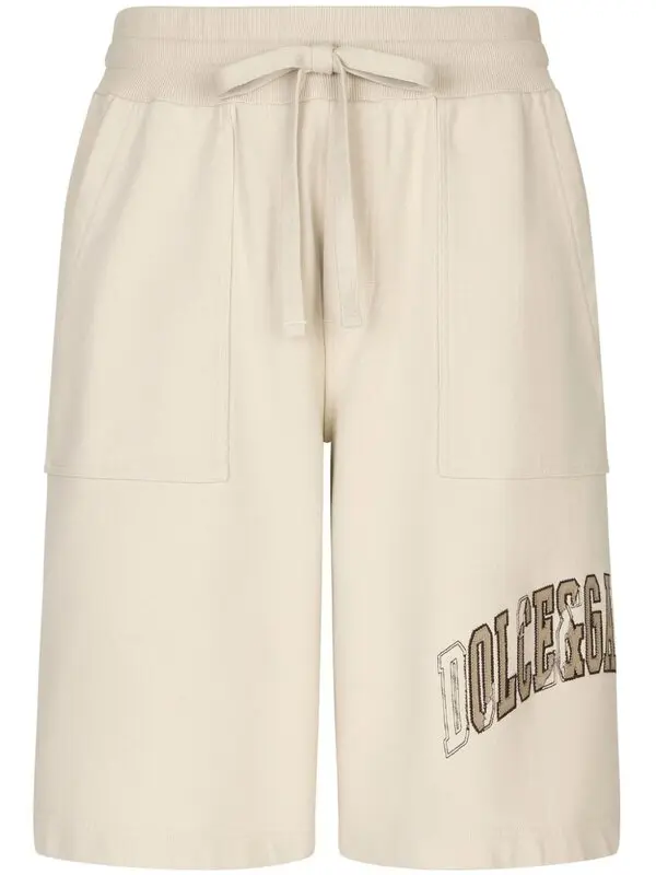 Dolce & Gabbana Logo-embroidered Cotton Track Shorts