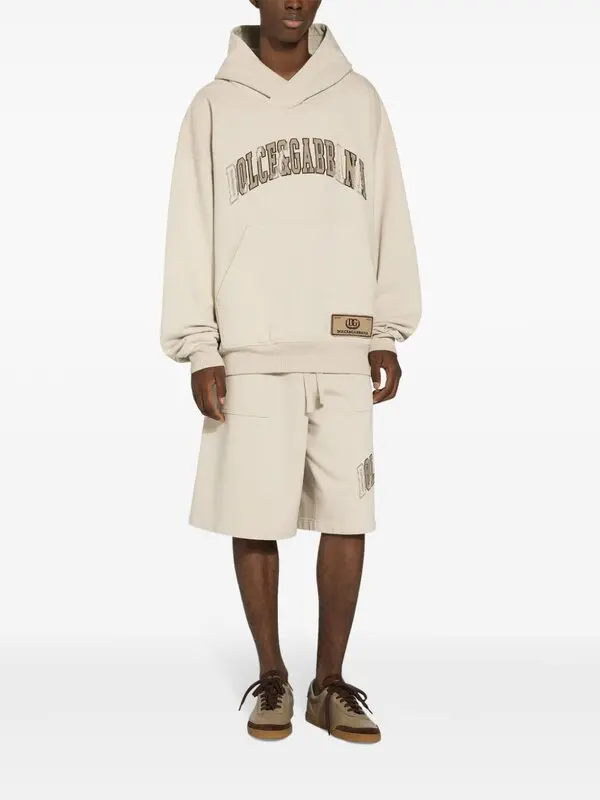 Dolce & Gabbana Logo-embroidered Cotton Track Shorts