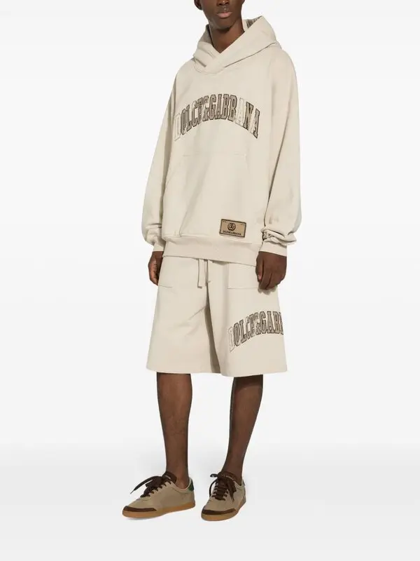 Dolce & Gabbana Logo-embroidered Cotton Track Shorts