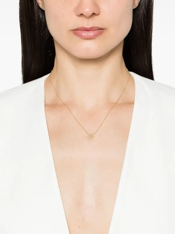 Harwell Godfrey 18kt Yellow Tiny Sunflower Diamond Pendant Necklace