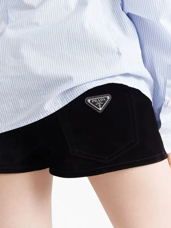 Prada Logo-plaque Denim Shorts