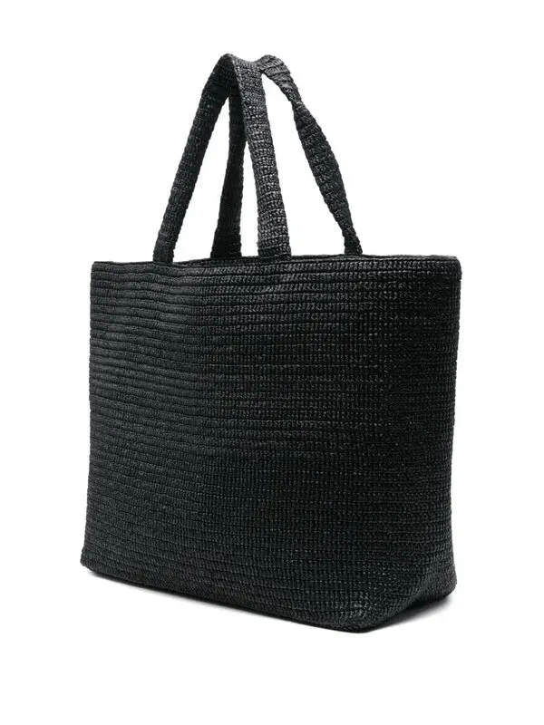 Saint Laurent Logo-embossed Raffia Tote Bag