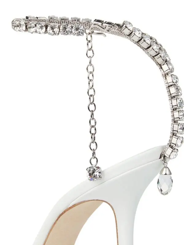 JIMMY CHOO 100mm Saeda Crystal-embellished Pumps - White