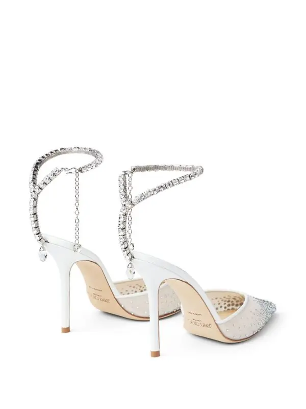 JIMMY CHOO 100mm Saeda Crystal-embellished Pumps - White