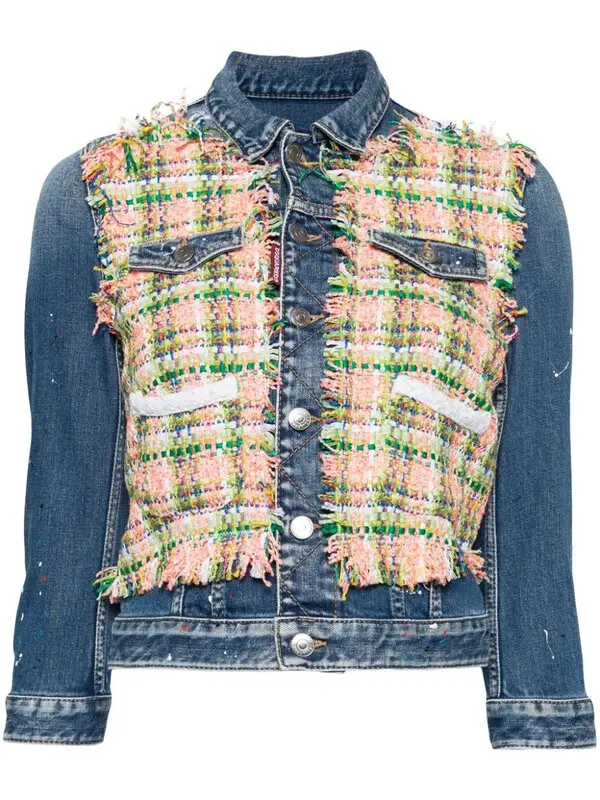 Dsquared2 Paint-splatter Panelled Denim Jacket