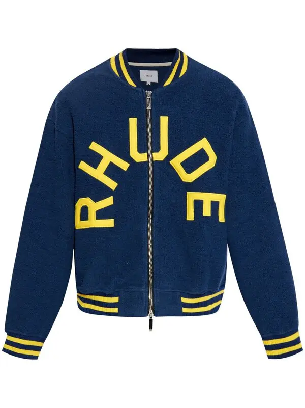 Rhude Logo-appliqué Terry Varsity Jacket