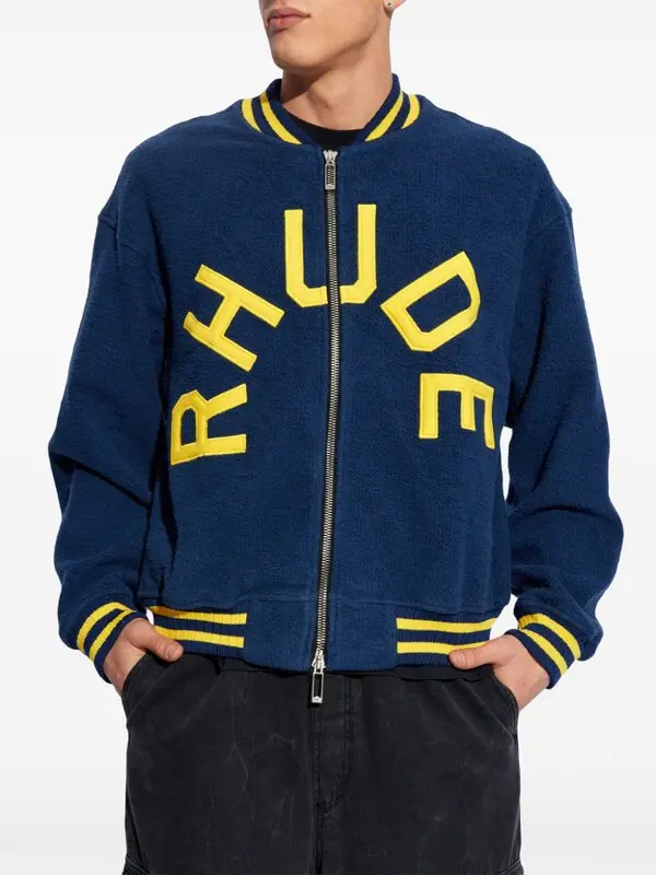 Rhude Logo-appliqué Terry Varsity Jacket
