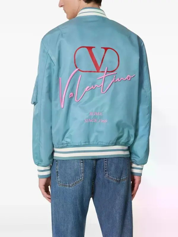 Valentino Garavani Ribbed Bomber Jacket - Blue