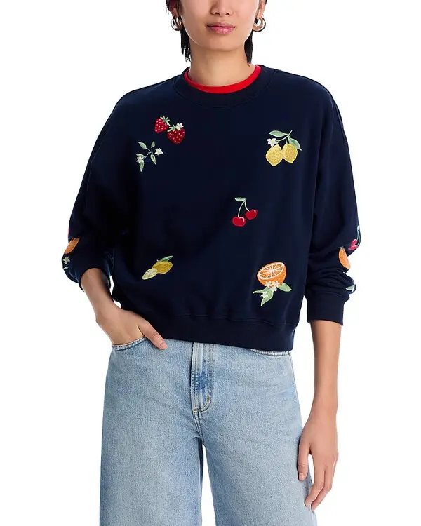 Aqua Fruit Embroidered Sweatshirt - Navy