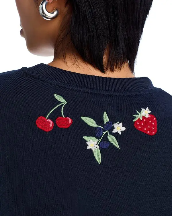 Aqua Fruit Embroidered Sweatshirt - Navy