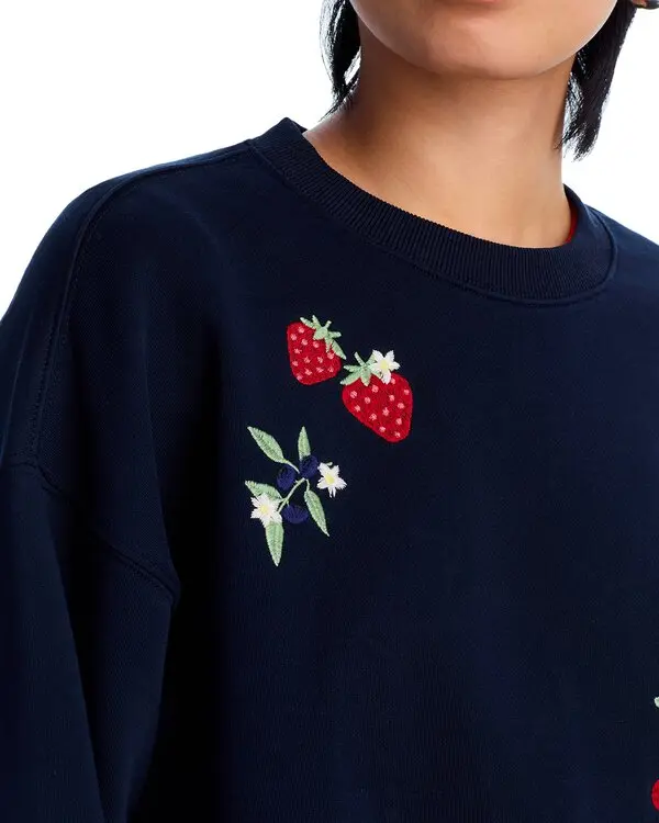 Aqua Fruit Embroidered Sweatshirt - Navy