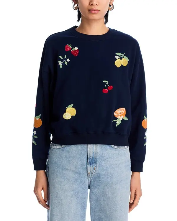 Aqua Fruit Embroidered Sweatshirt - Navy