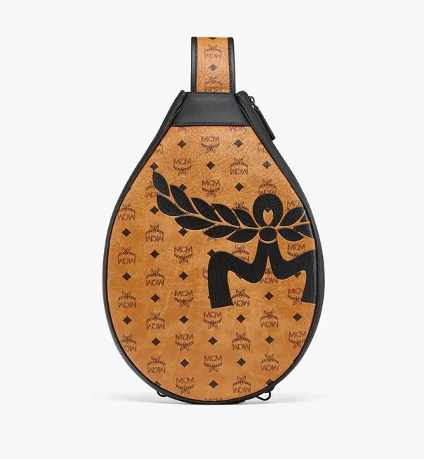 Mcm Tennis Racket Cover In Mega Laurel Visetos - Cognac