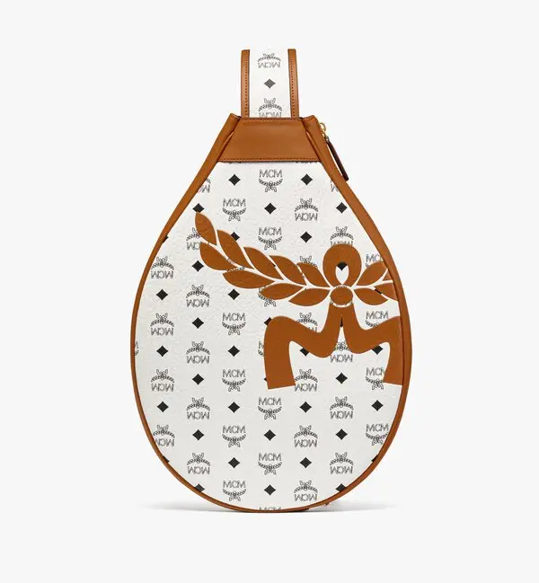 Mcm Tennis Racket Cover In Mega Laurel Visetos - White