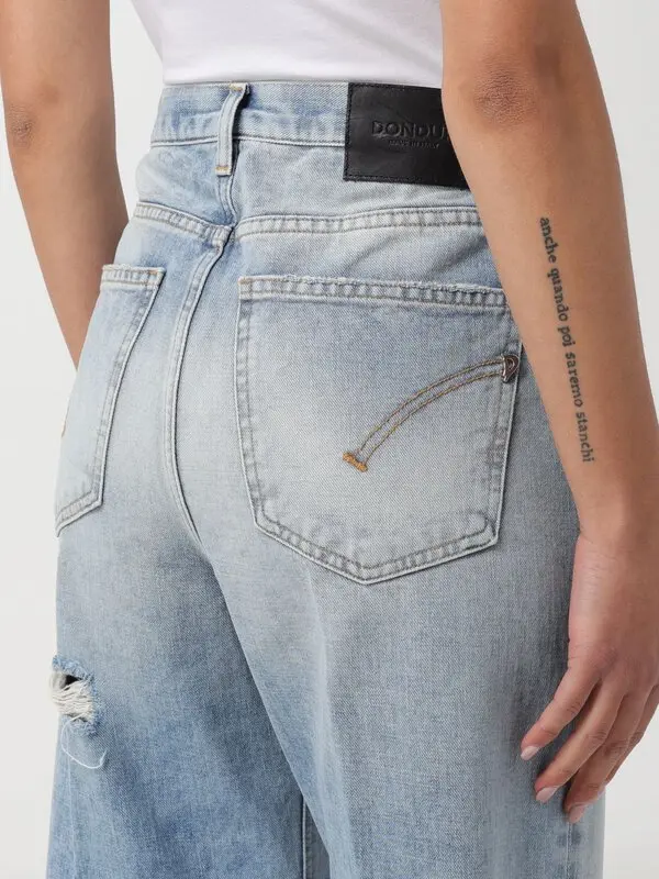 DONDUP Straight Leg Distressed Denim Pants - Blue