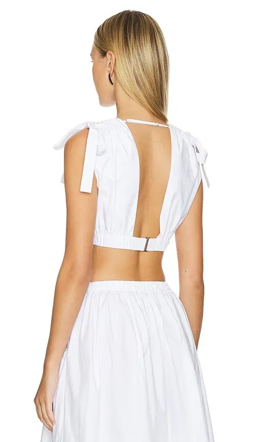 L'academie Arman Poplin Crop Top With Self-tie Shoulder Straps
