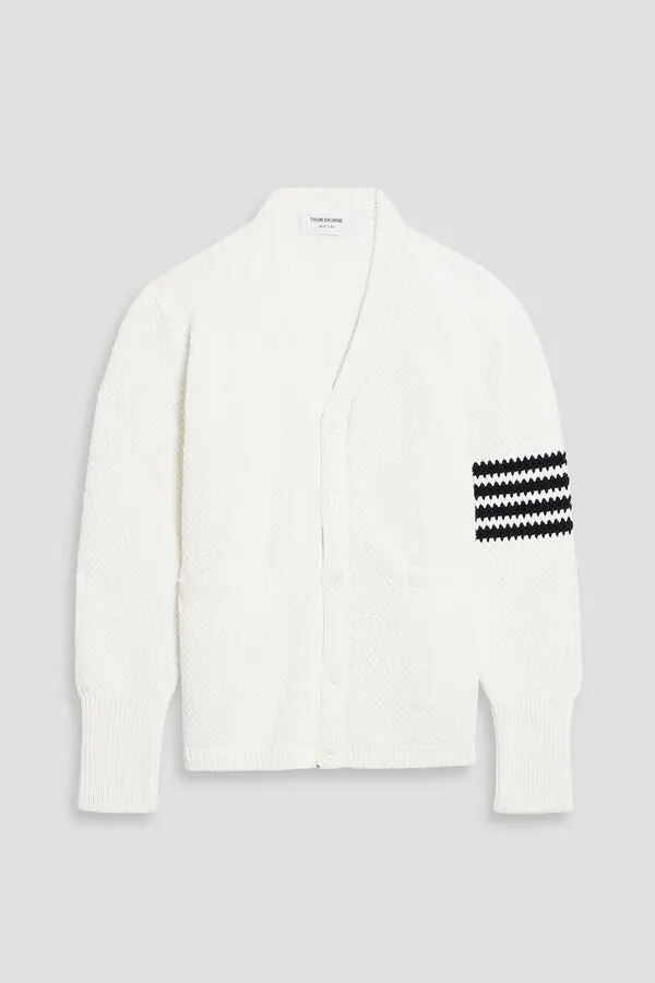 Thom Browne Striped Cotton Cardigan - White