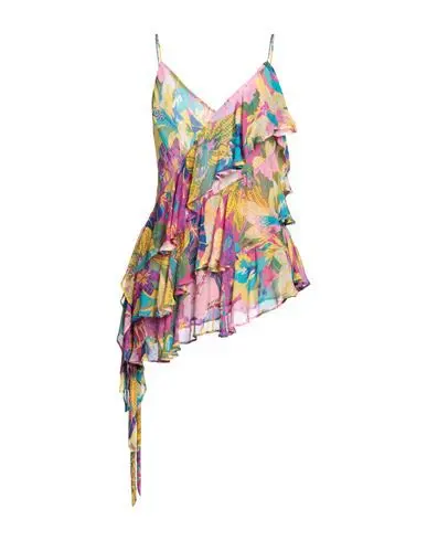 MSGM Floral Print Tiered Crepe Top - Pink