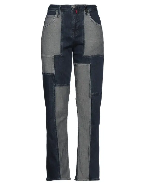 High Straight-leg Patchwork Jeans