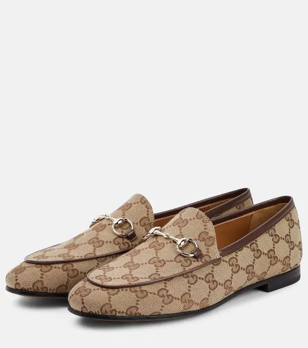 Gucci Jordaan Horsebit Gg Canvas Loafers - Neutrals