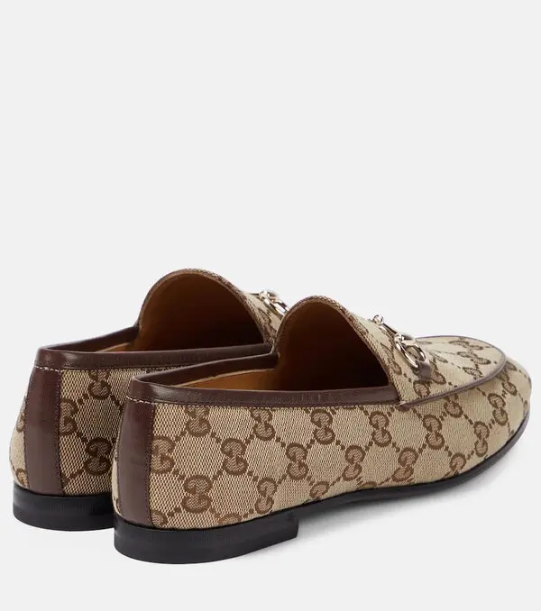 Gucci Jordaan Horsebit Gg Canvas Loafers - Neutrals
