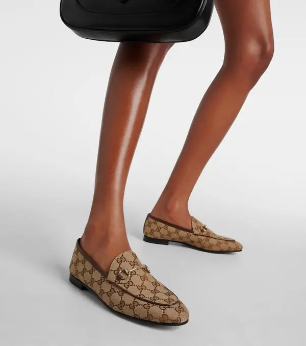 Gucci Jordaan Horsebit Gg Canvas Loafers - Neutrals