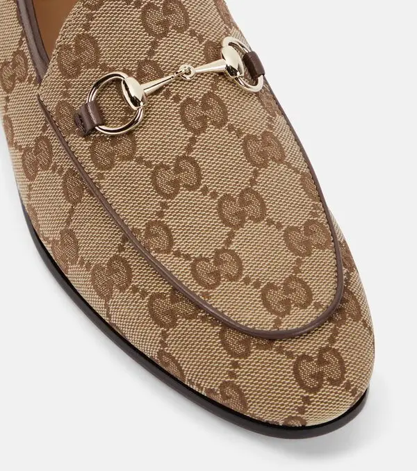 Gucci Jordaan Horsebit Gg Canvas Loafers - Neutrals