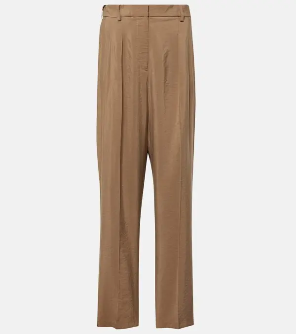 JOSEPH Pleated Silk-blend Twill Straight Pants