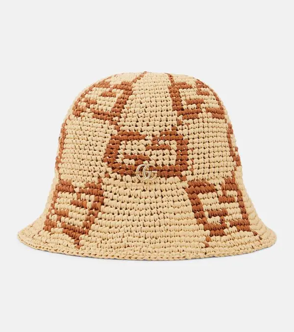 Gucci Gg Raffia-effect Cloche Hat