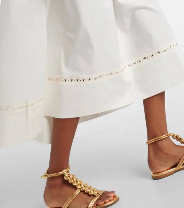 YVES SALOMON Belted Cotton-blend Maxi Dress - White
