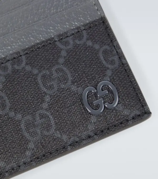 Gucci Leather-trimmed Gg Canvas Card Holder
