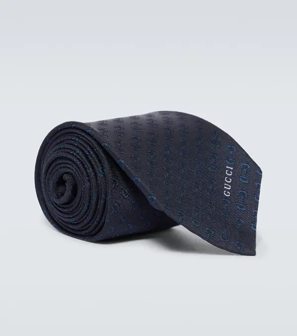 Gucci Horsebit Silk Neck Tie - Blue
