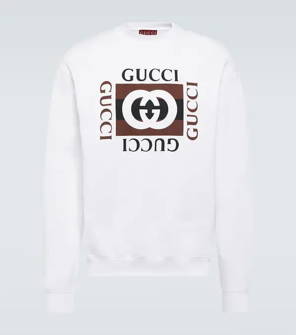 Gucci Logo Cotton Jersey Sweatshirt - White | Editorialist