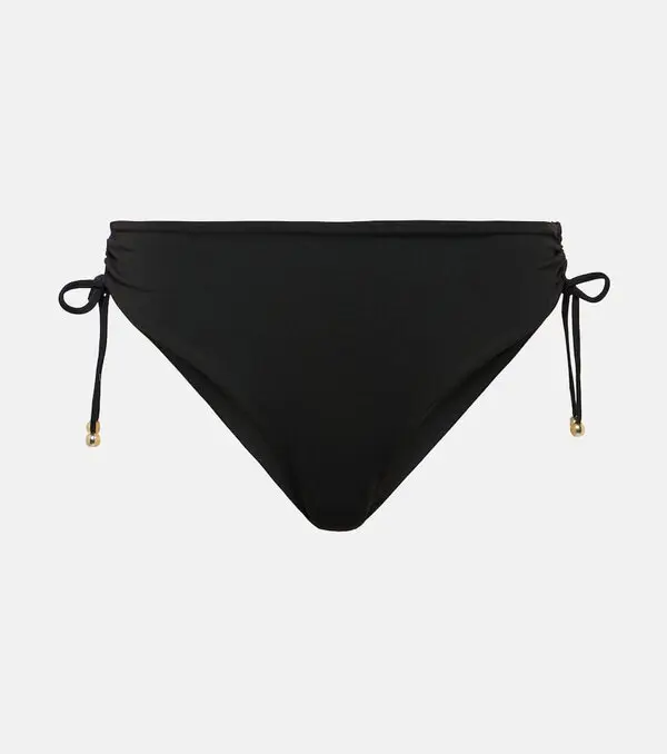 Max Mara Ruched High-rise Bikini Bottoms - Black