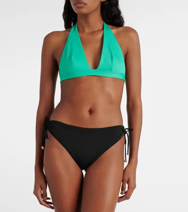 Max Mara Ruched High-rise Bikini Bottoms - Black