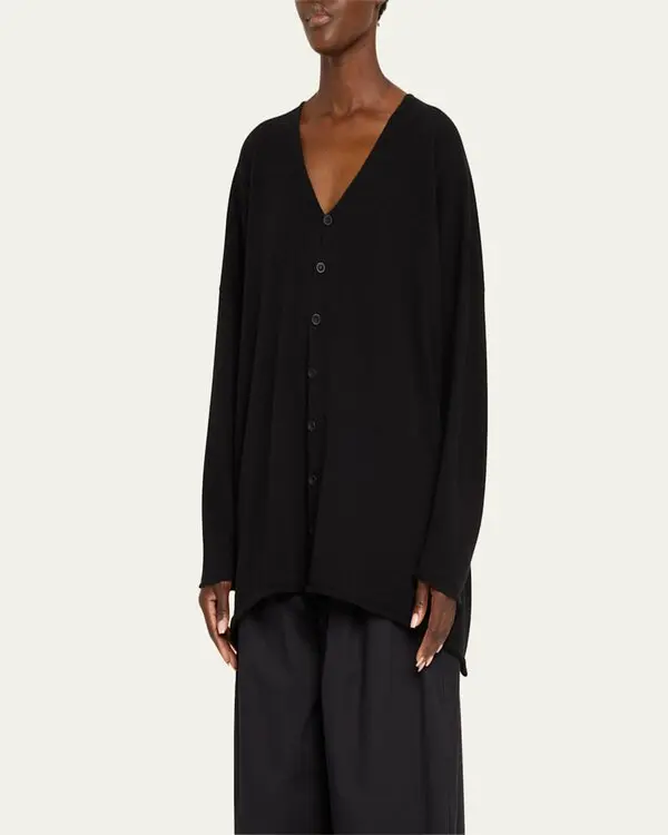Eskandar A-line V-neck Cashmere Cardigan
