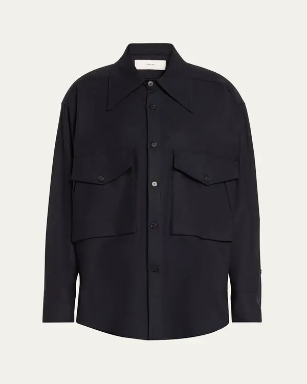 SETCHU Oversized Wool Cashmere Button-down Top