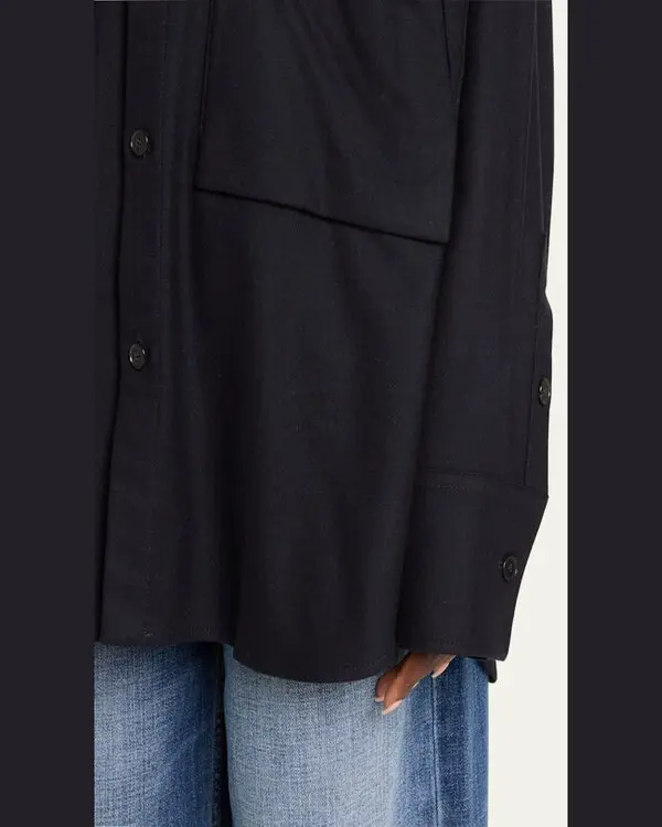 SETCHU Oversized Wool Cashmere Button-down Top