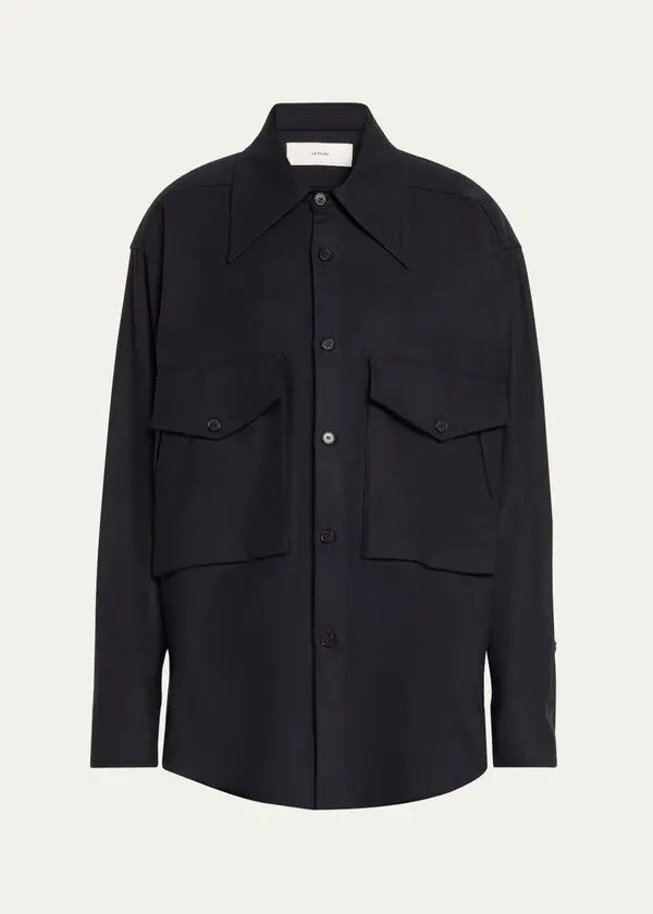 SETCHU Oversized Wool Cashmere Button-down Top