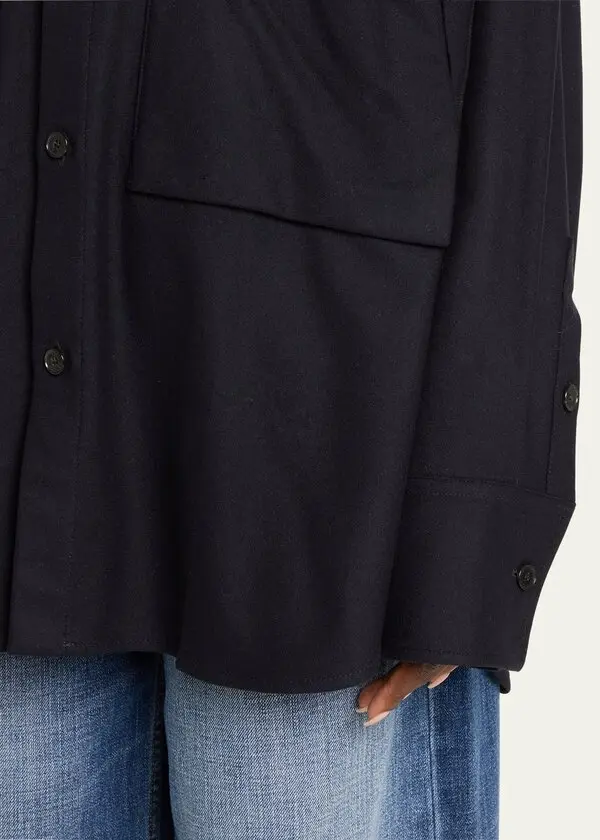 SETCHU Oversized Wool Cashmere Button-down Top