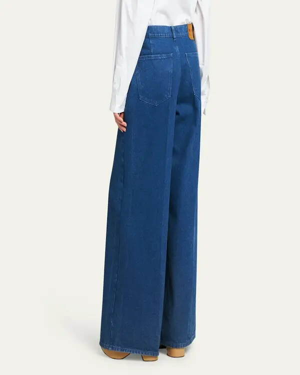 Marni Logo-embroidered Wide-leg Denim Jeans