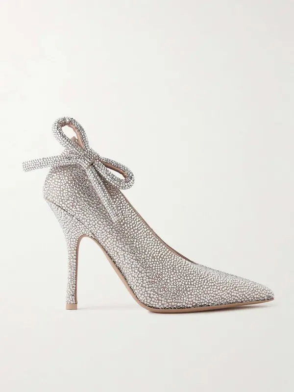 Valentino Garavani Crystal-embellished Satin Pumps - Blush