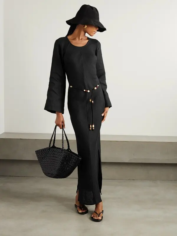 Faithfull The Brand Galea Bead-embellished Linen Maxi Dress