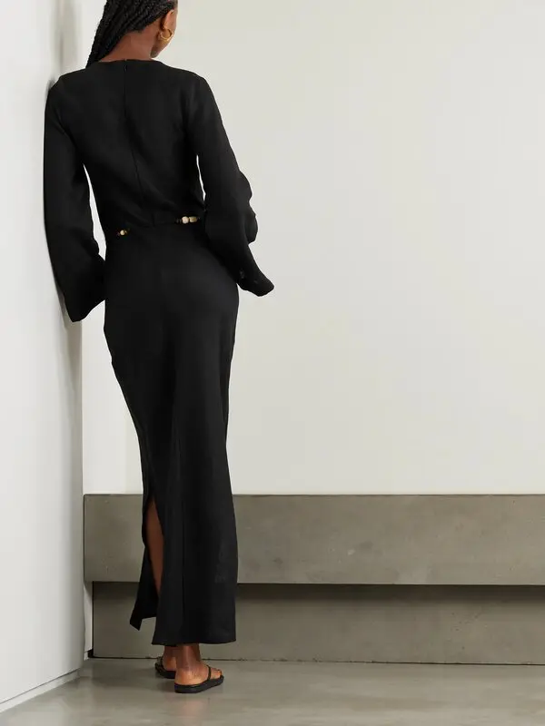 Faithfull The Brand Galea Bead-embellished Linen Maxi Dress