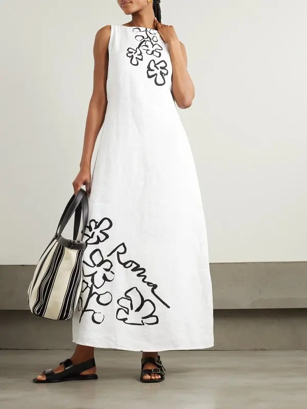knee length dresses for ladies Meline Maxi Dress White