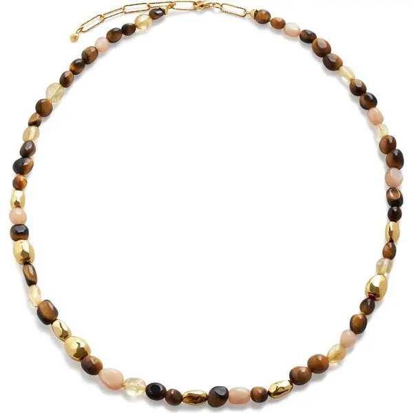 Monica Vinader Beaded Stone Necklace - 18ct Gold Vermeil/tigers Eye