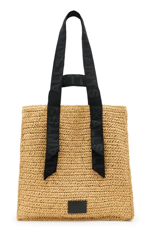 ALLSAINTS Lullah Straw Tote Bag - Almond